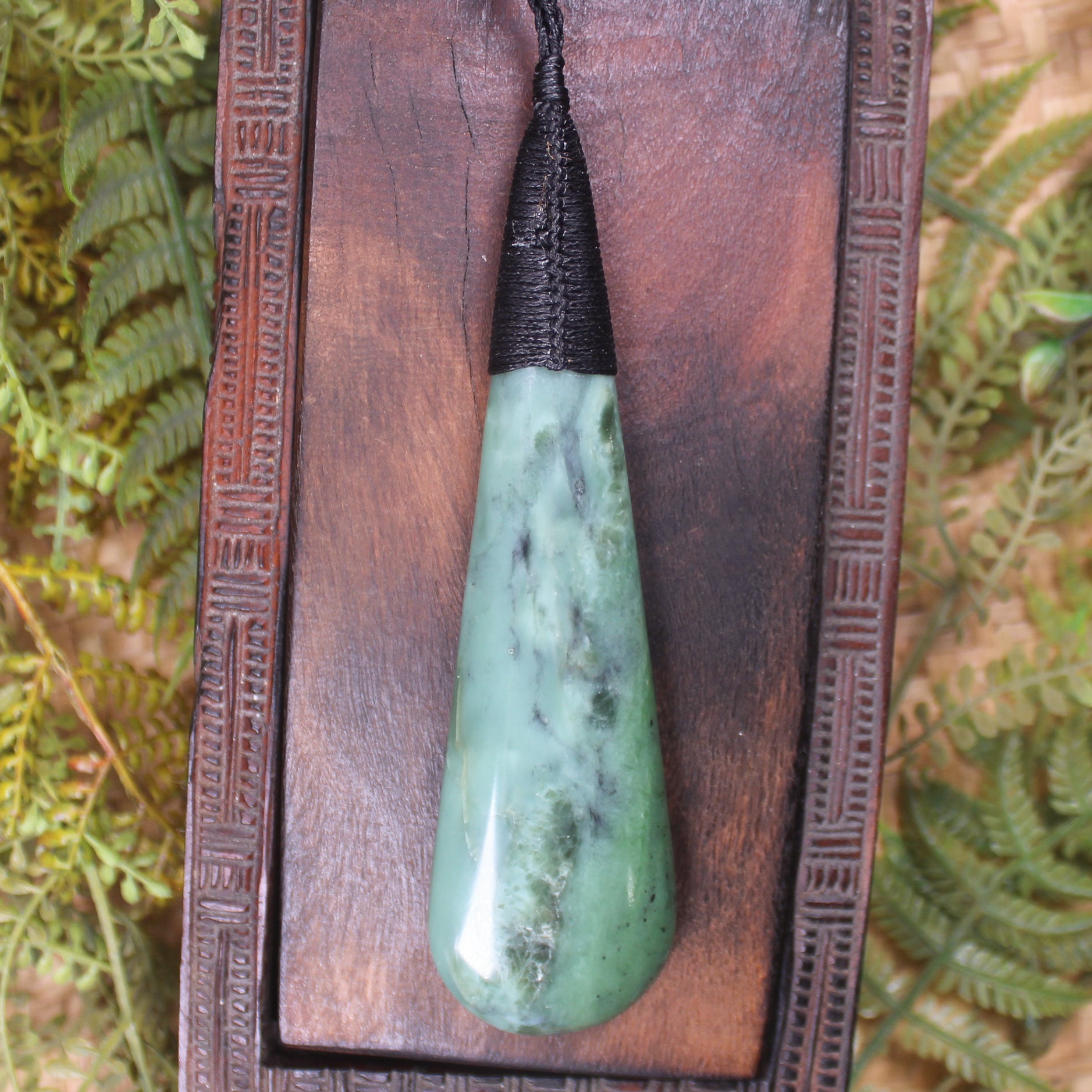NZ Greenstone XXLarge Roimata Pendant (BM027) Inanga Pounamu ...