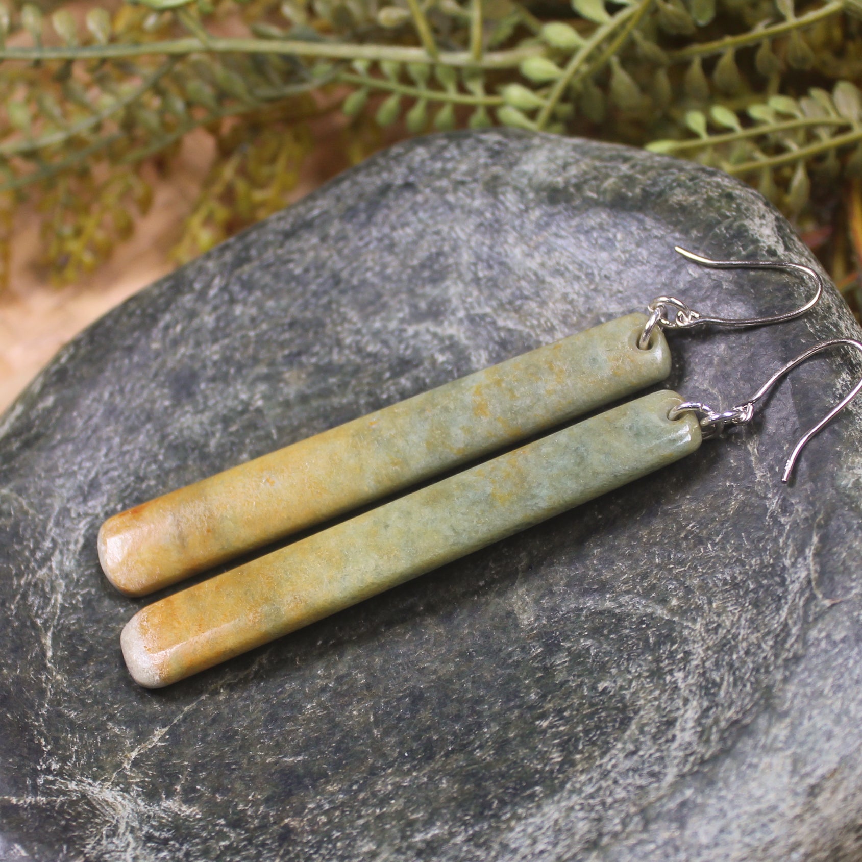 NZ Greenstone Large Roimata Earrings (BN044) Flower Jade Pounamu ...