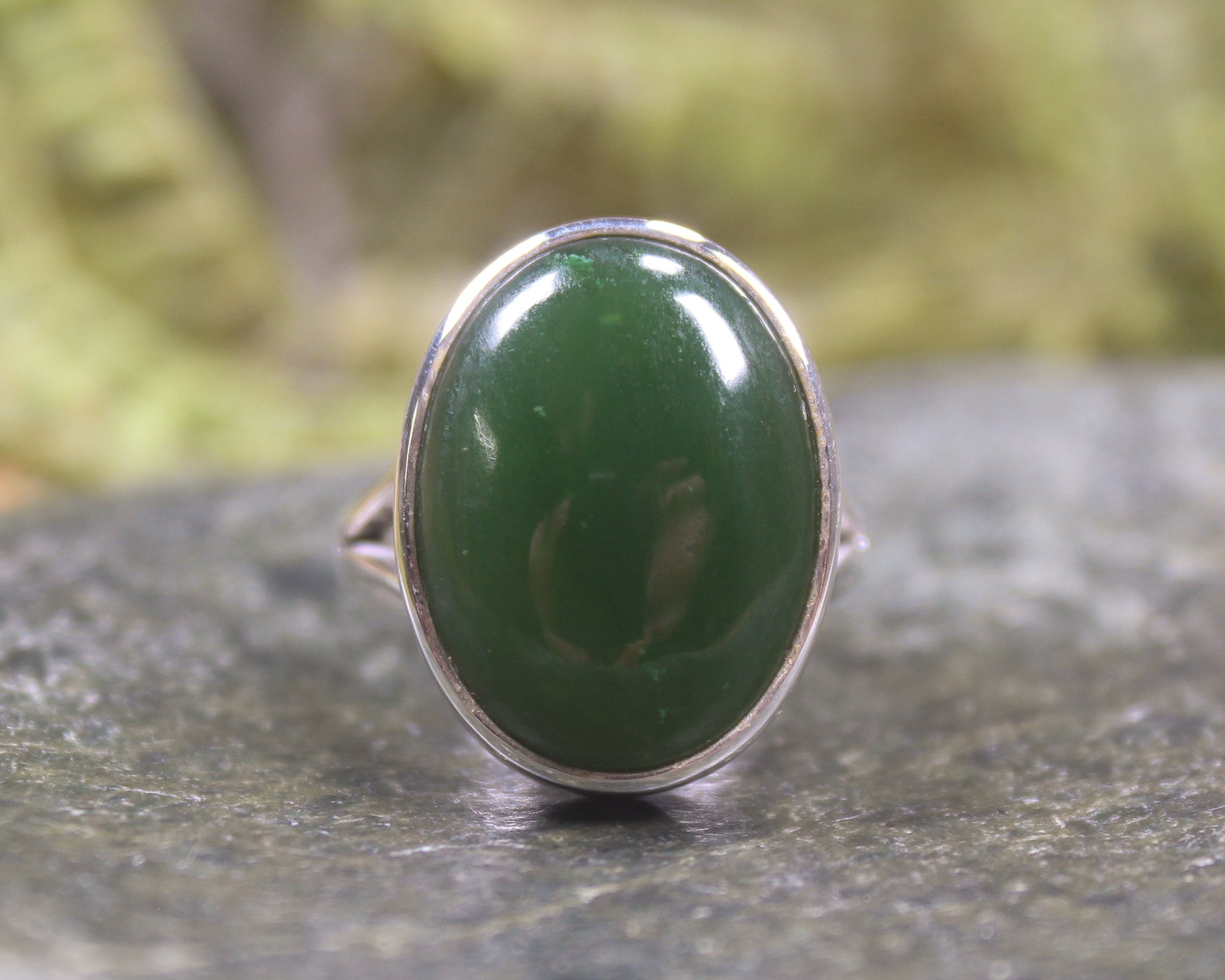 NEW ZEALAND GREENSTONE STERLING SILVER RING - Kawakawa Pounamu - A ...