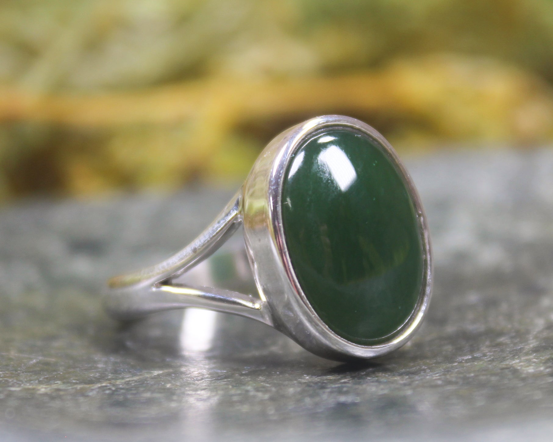 NEW ZEALAND GREENSTONE STERLING SILVER RING - Kawakawa Pounamu - A ...