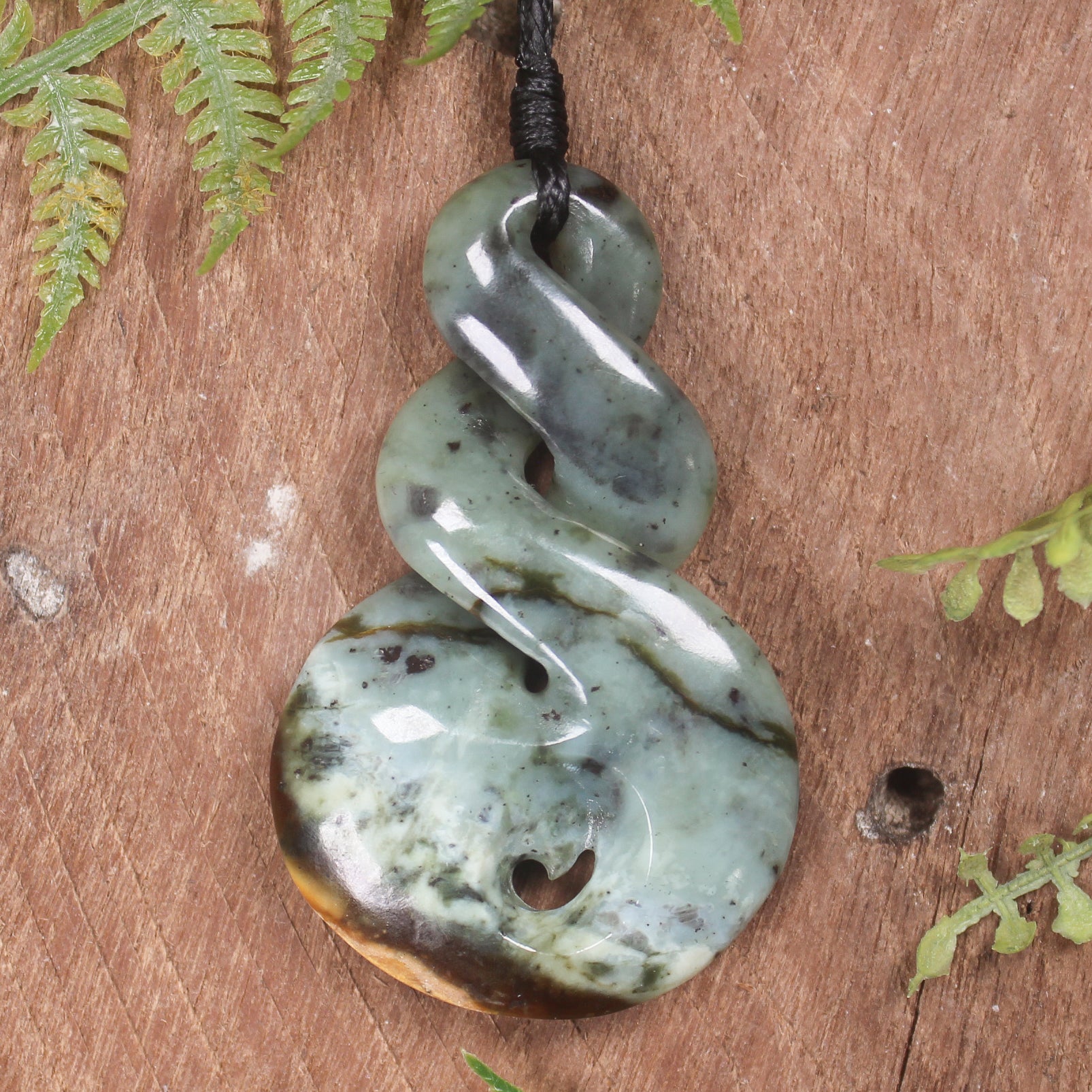 NZ Greenstone Medium Koru Twist Pendant (BP511) Flower Jade Pounamu ...