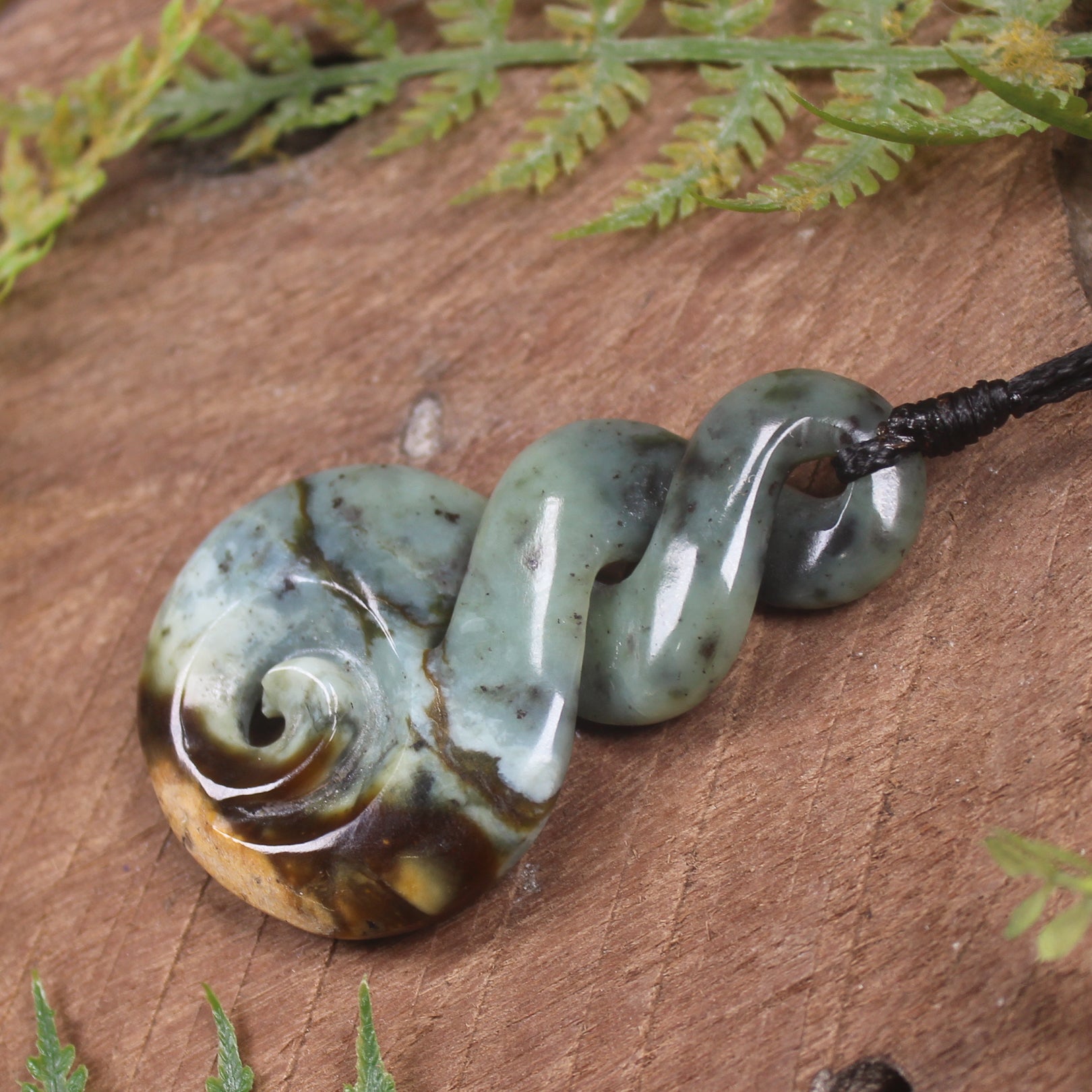 NZ Greenstone Medium Koru Twist Pendant (BP511) Flower Jade Pounamu ...