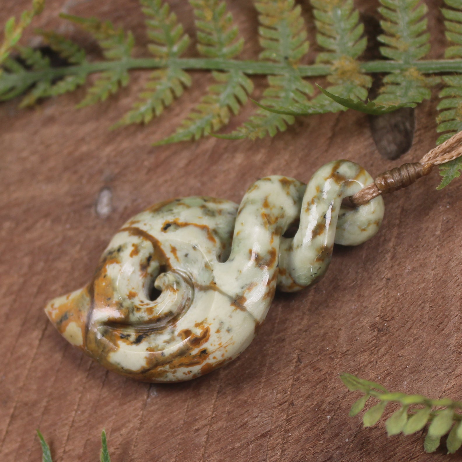 NZ Greenstone Medium Koru Twist Pendant (BP554) Flower Jade Pounamu ...