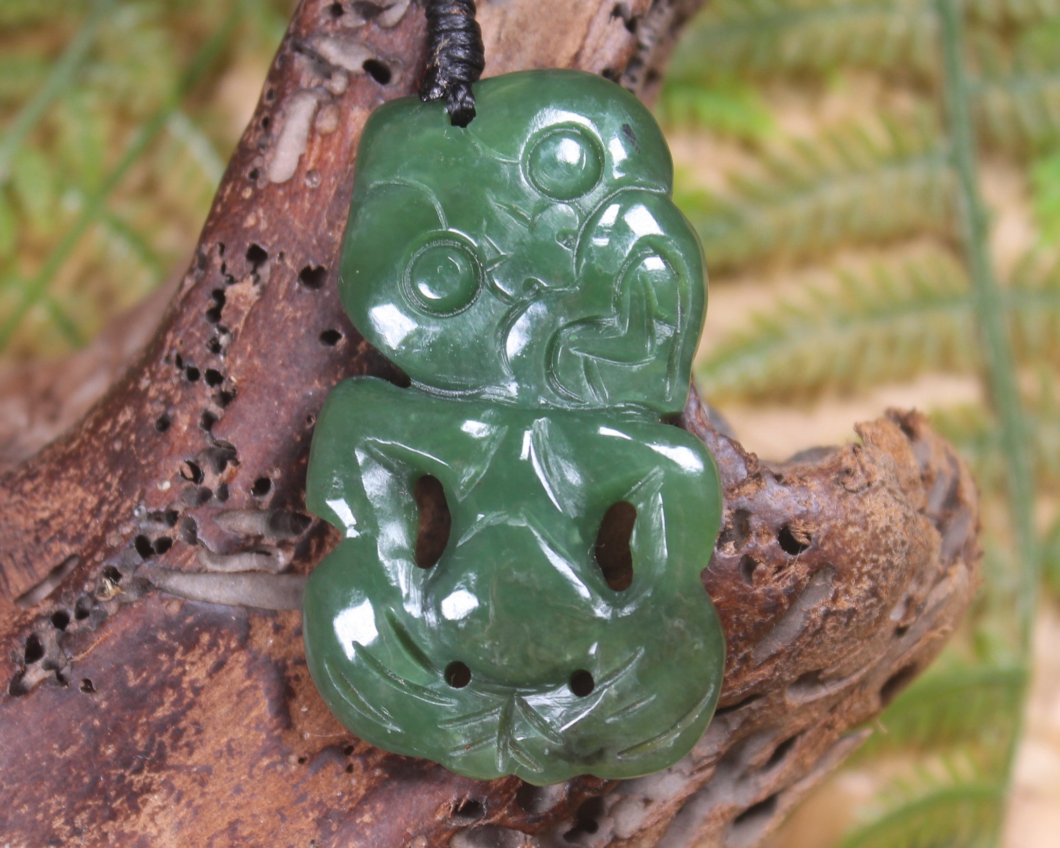 NZ Greenstone Medium Hei Tiki Pendant (BC637) Hapopo Pounamu ...