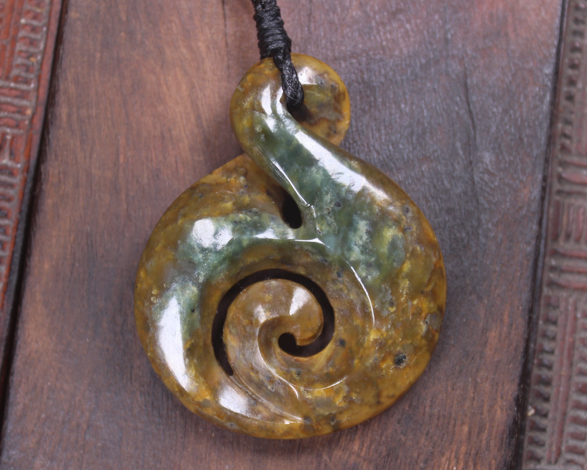 NZ Greenstone Large Koru Twist Pendant (BM950) Flower Jade Pounamu ...