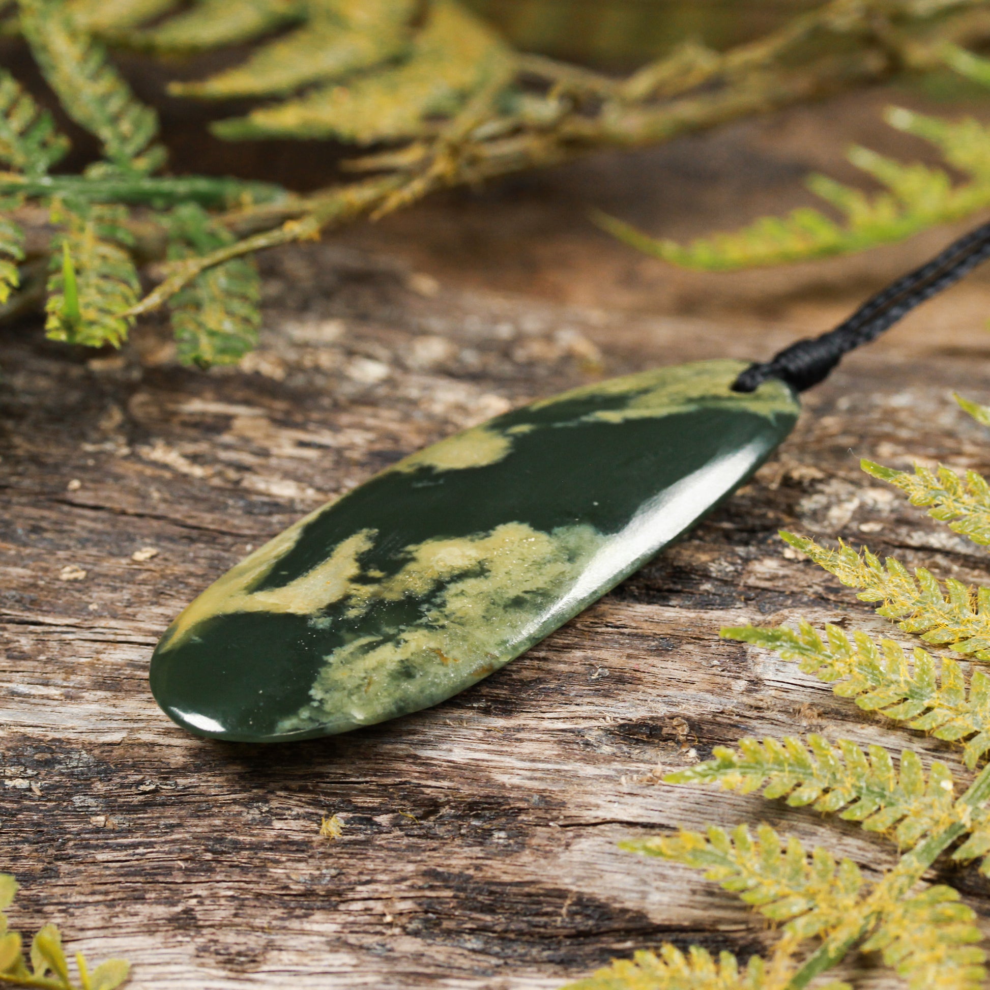 NZ Greenstone Medium Freeform Roimata Pendant (BN499) Flower Jade Poun ...