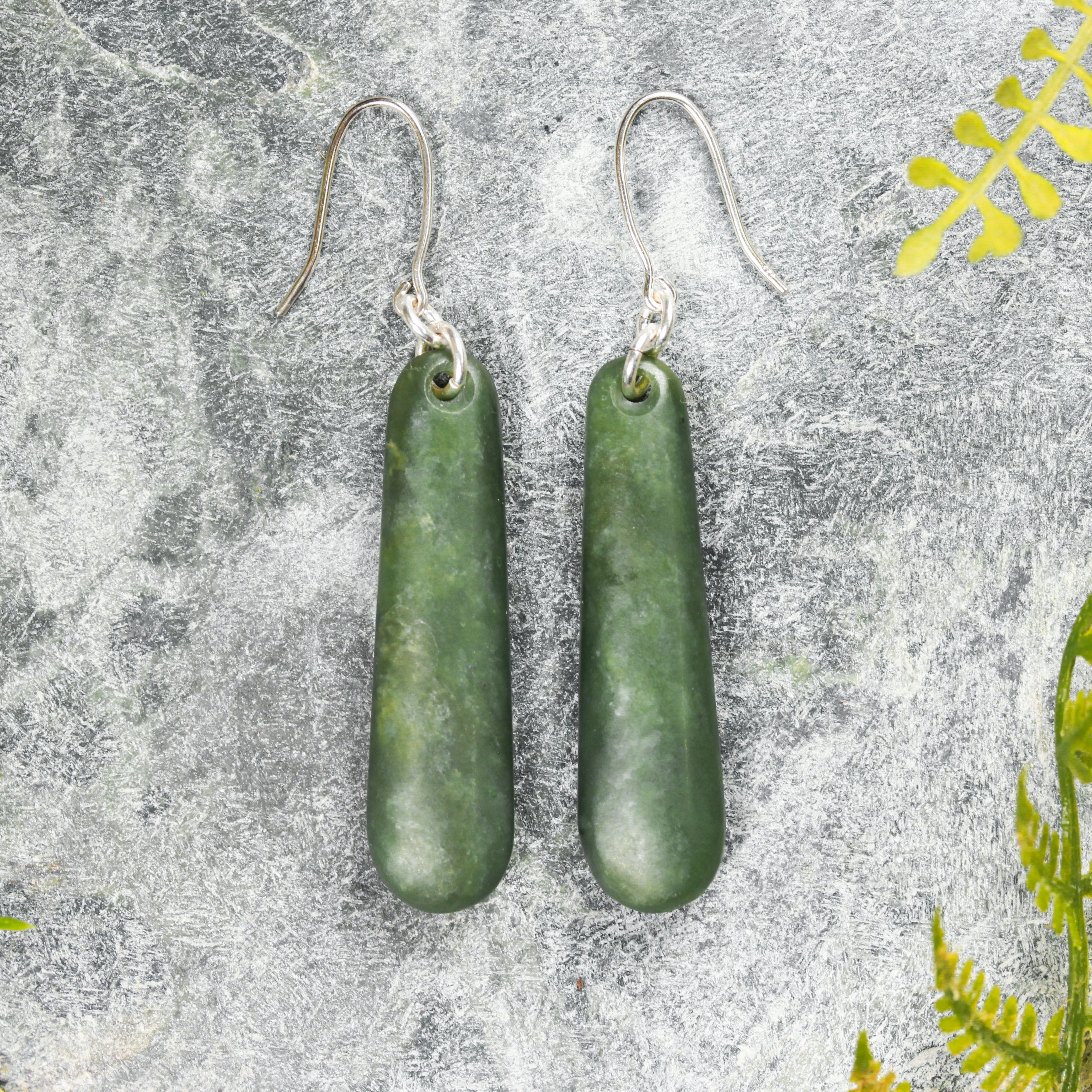 NZ Greenstone Small Roimata Earrings (BH191) Kawakawa Pounamu ...